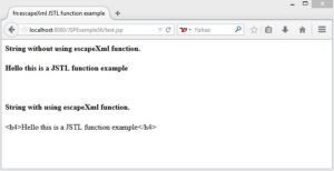JSTL fn:escapeXml() function - W3schools