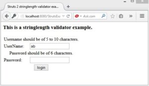 Struts string length validator
