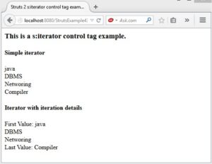 Struts2 iterator example