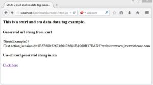 Struts2 url and a tag example
