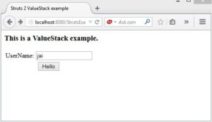 Valuestack in struts2 example