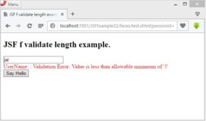 Jsf validateLength example - W3schools