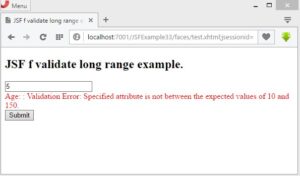 Jsf validateLongRange example - W3schools