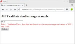 Jsf validateDoubleRange example - W3schools