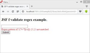 Jsf validateRegex example - W3schools