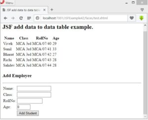 Jsf datatable add row example - W3schools