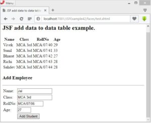 Jsf datatable add row example - W3schools