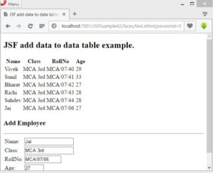 Jsf datatable add row example - W3schools
