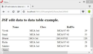 Jsf datatable update row example - W3schools