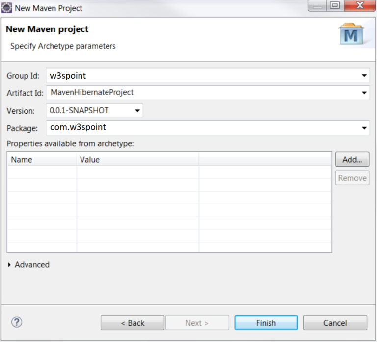 Eclipse Maven Hibernate Project W3schools