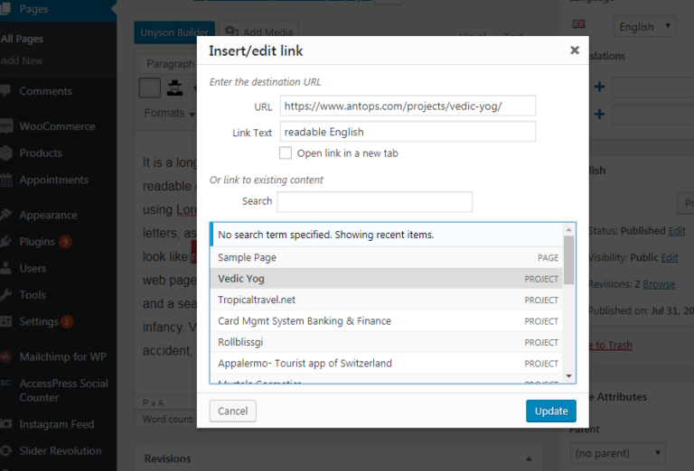 Edit Links in WordPress - W3schools