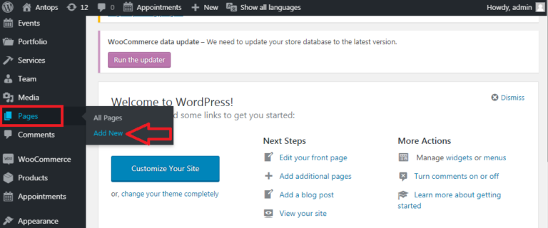 Add Pages in WordPress - W3schools