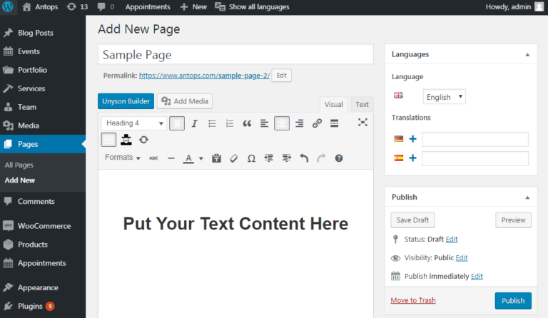 Publish Pages in WordPress - W3schools