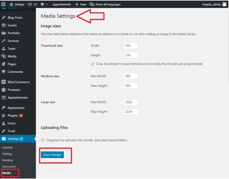 Media Settings in WordPress - W3schools
