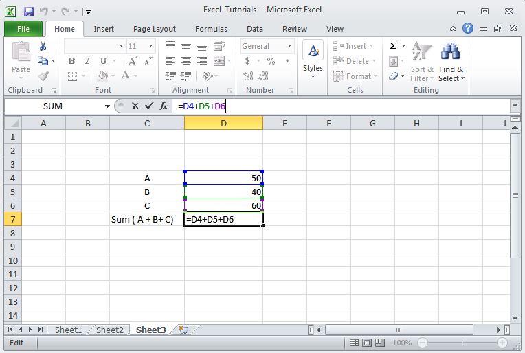 Addition In Excel W3schools